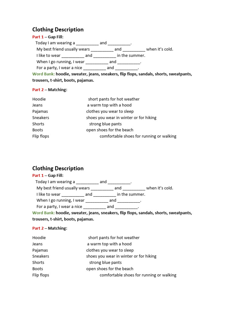 Clothing Description | PDF