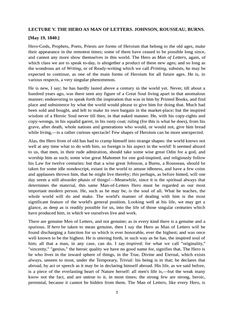 The Hero as Man of Letters Explained | PDF | Hero | Knowledge