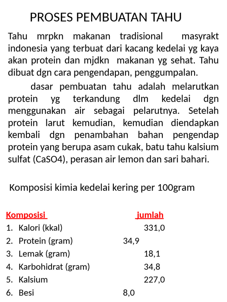 Proses Pembuatan Tahu | PDF
