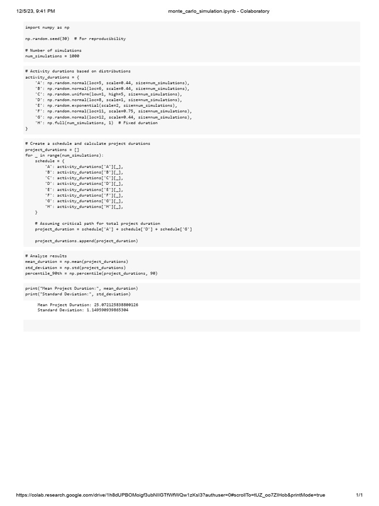 Monte Carlo Simulation - Ipynb - Colaboratory | PDF