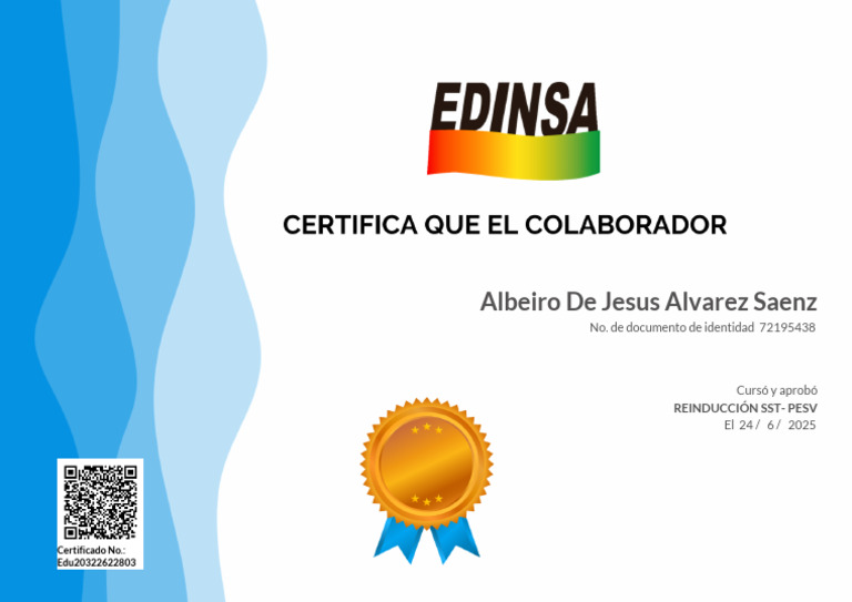 Certificado Edinsa | PDF