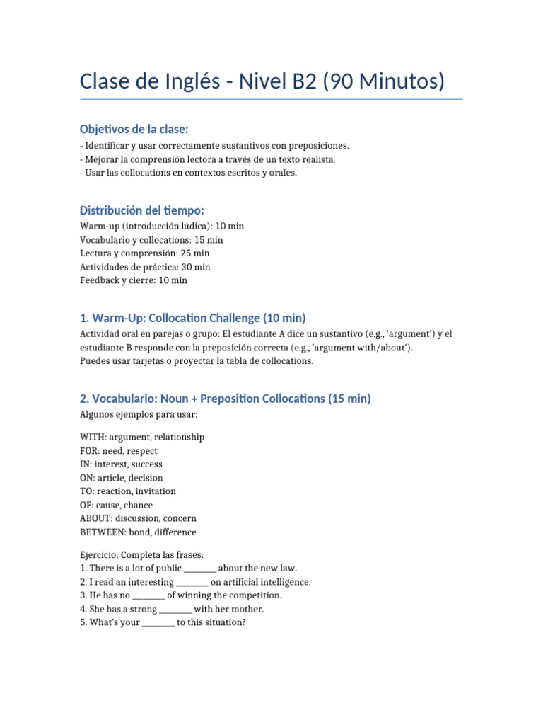 Clase B2 Noun Prep Collocations | PDF | Educational Technology | Learning