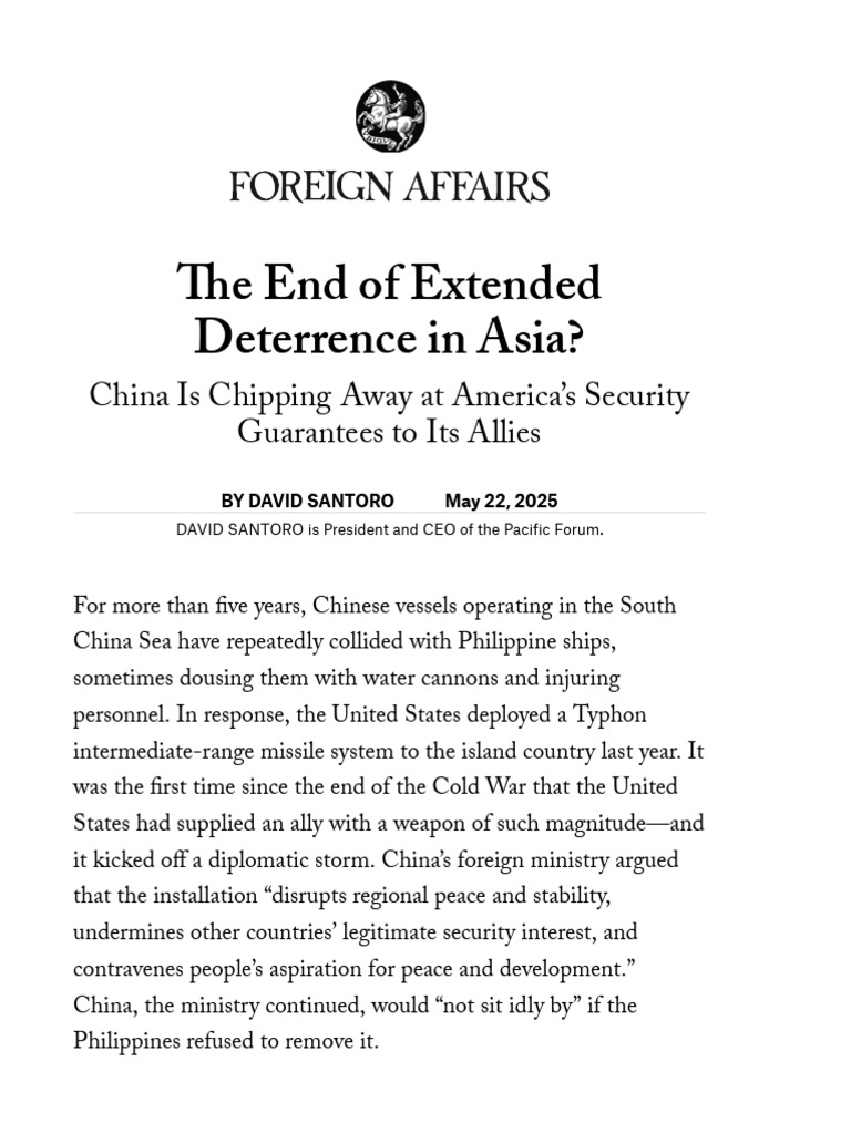 China's Challenge to US Deterrence in Asia | PDF | Deterrence Theory ...