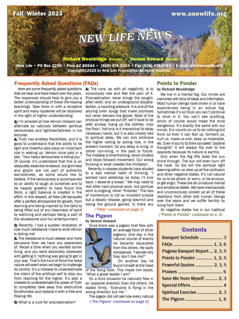 Newsletter+New Life Foundation+Fall+2023+for+Web | PDF | Thought | Truth
