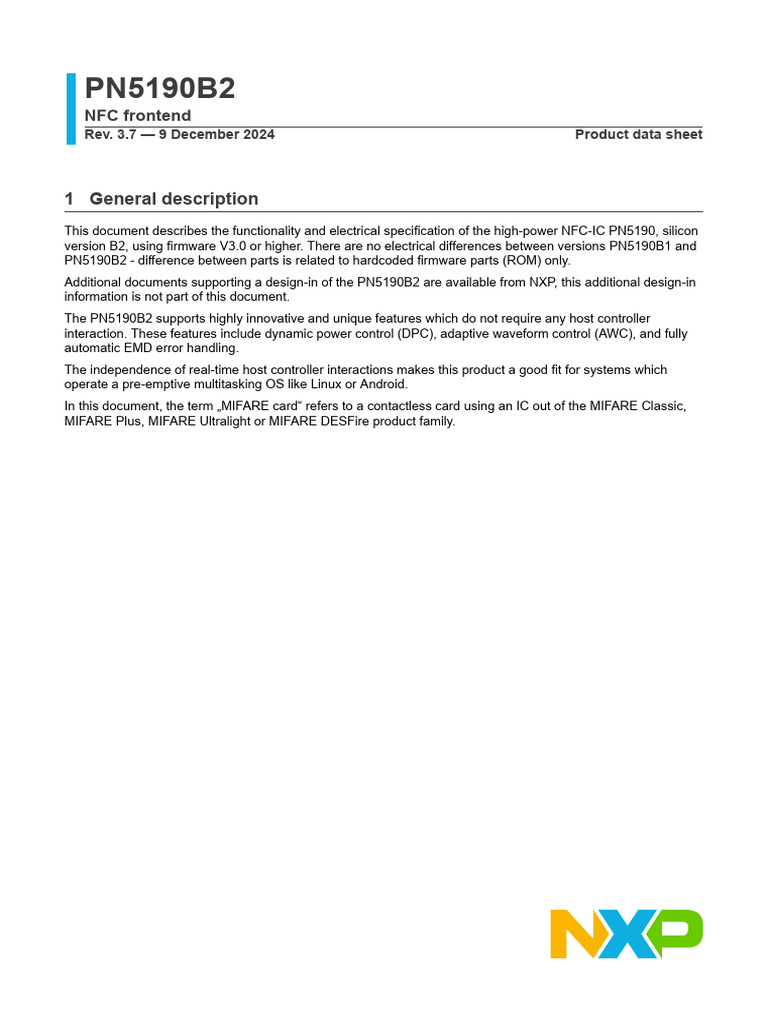 PN5190B2 | PDF | Electrical Engineering | Computer Engineering