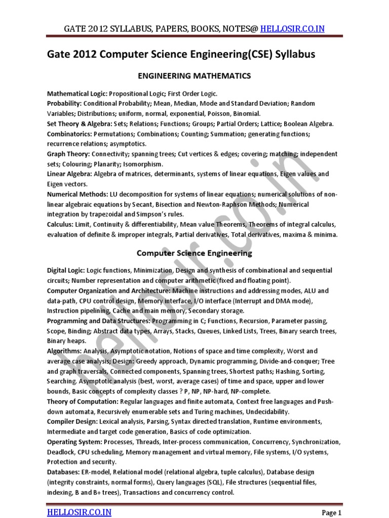 GATE 2012 CSE Exam Prep Guide | PDF | Boolean Algebra | Teaching ...