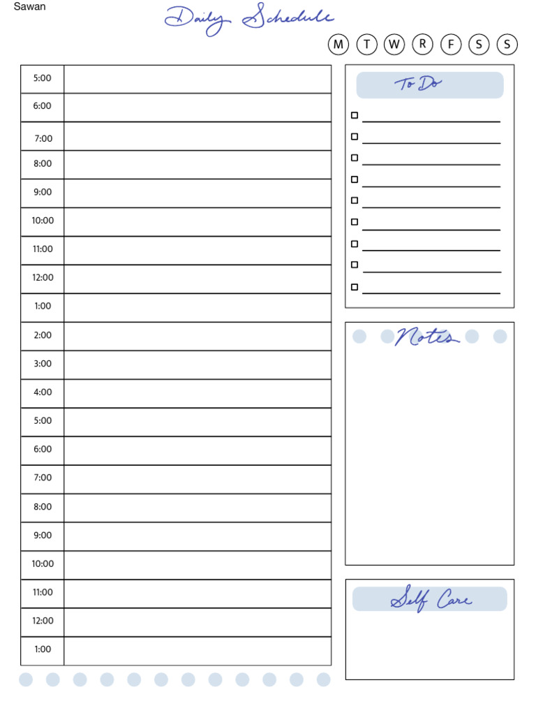 Weekly Schedule for Sawan | PDF