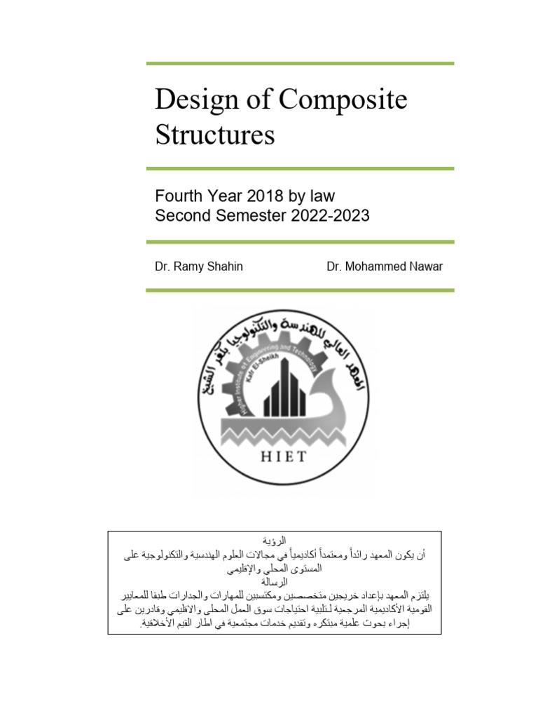 Elective Specialized Course 3 Design of Composite Structures Part1 ...