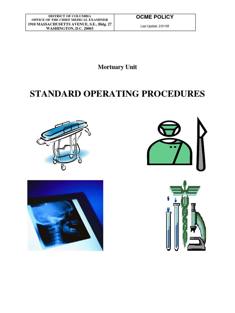 Mortuary Standard Operating Proceduresl08 | PDF | Autopsy | Radiography