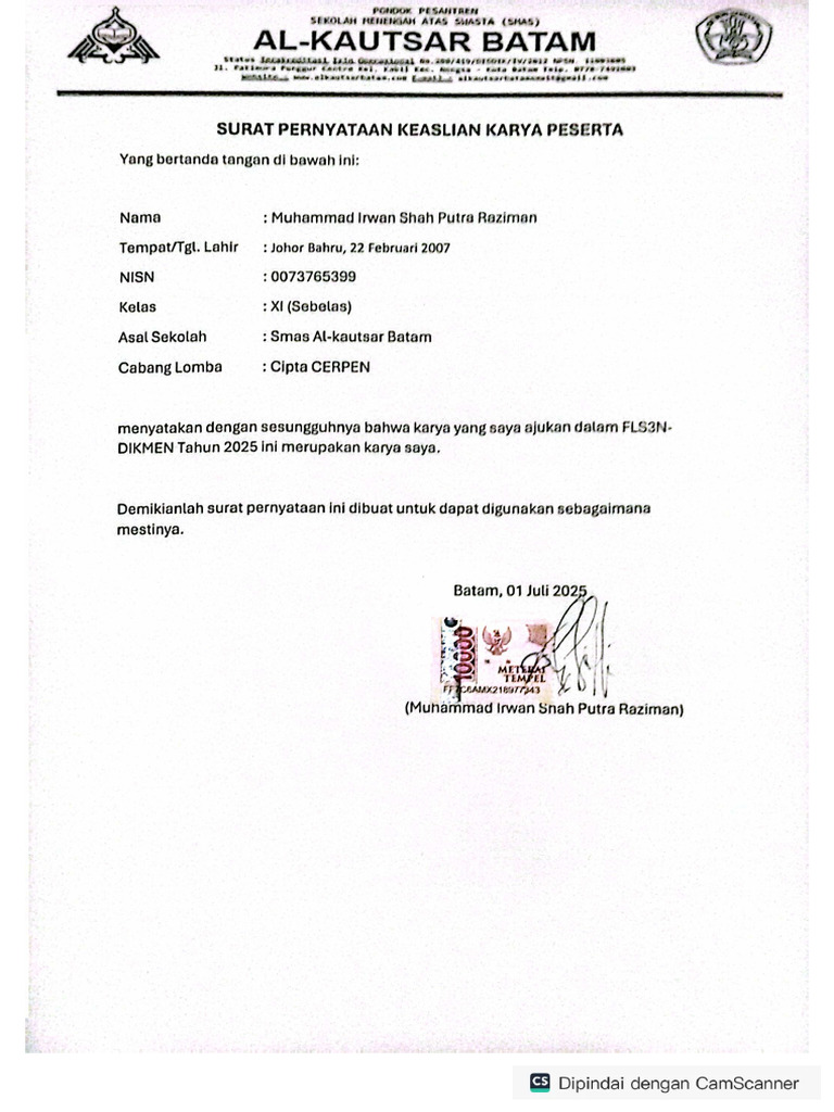 Muhammad Irwan Shah Putra Raziman Dokumen Surat Keterangan Pernyataan Keaslian Karya 2025 07-02 ...