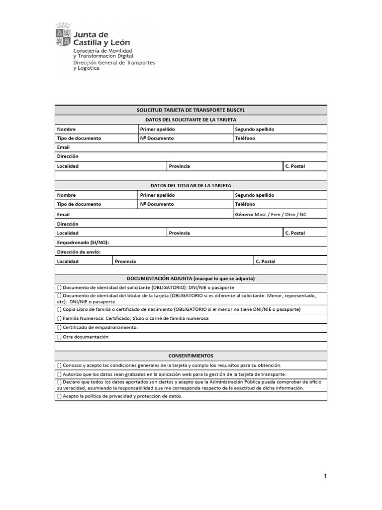 Formulario Solicitud Buscyl | PDF