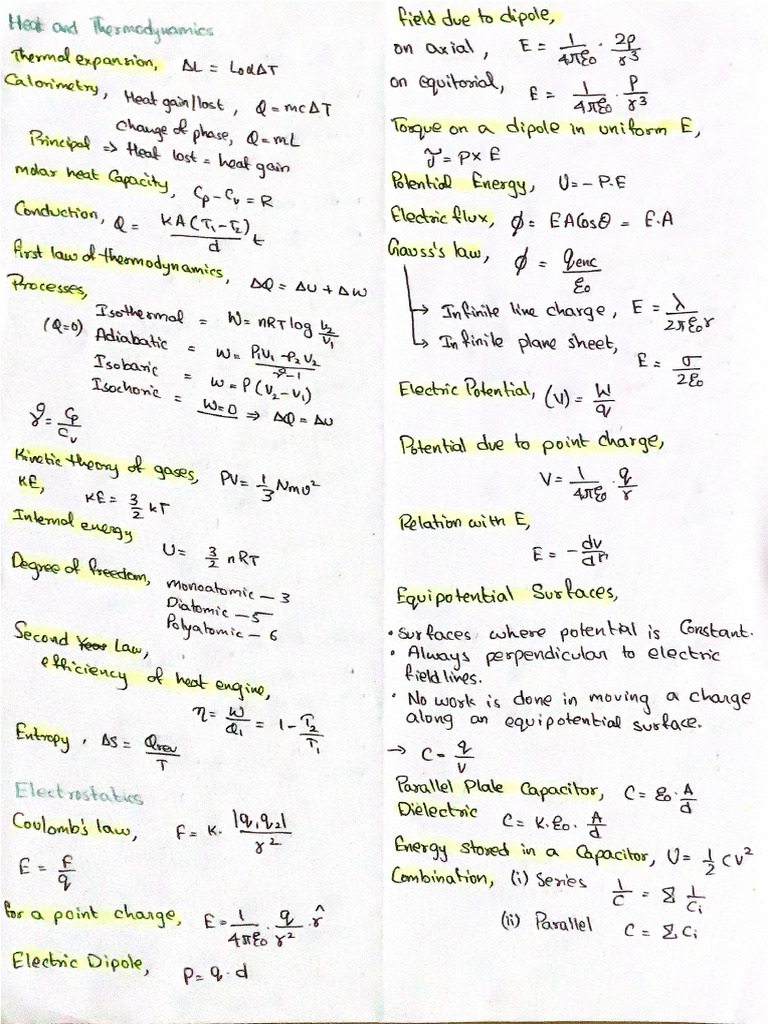Physics Formula Sheet | PDF