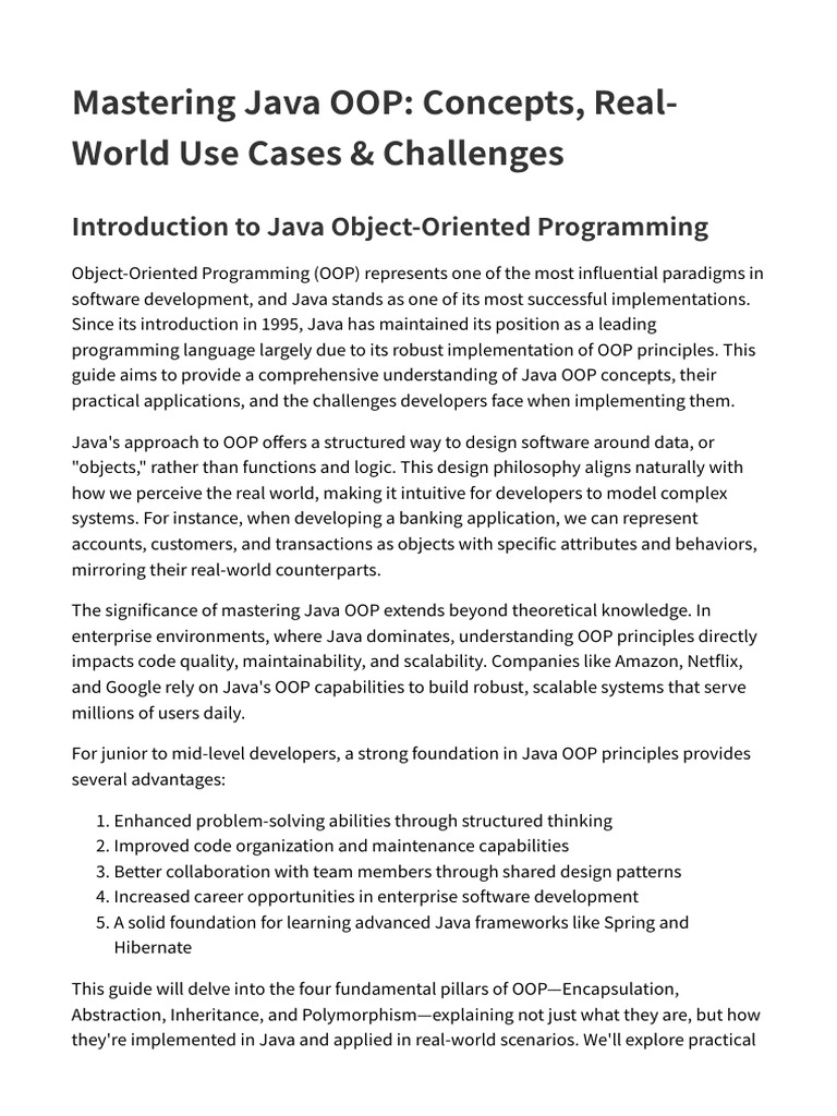 Java Object Oriented Programming 1749141658 | PDF | Class (Computer Programming) | Inheritance ...