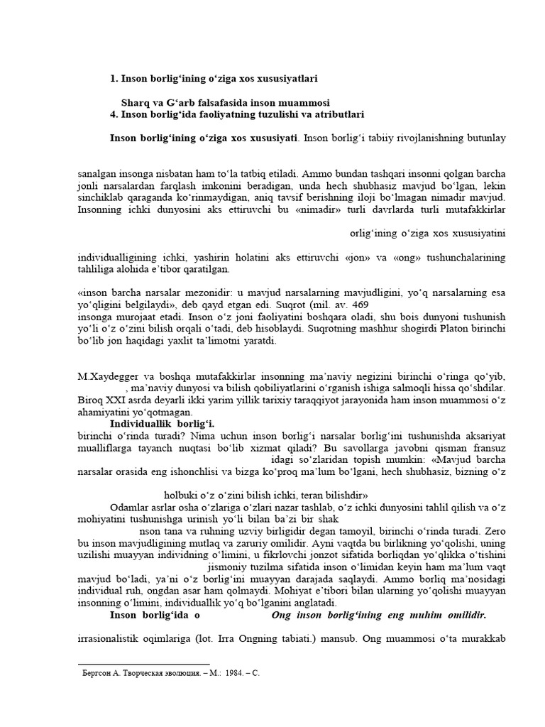 Inson Falsafasi | PDF
