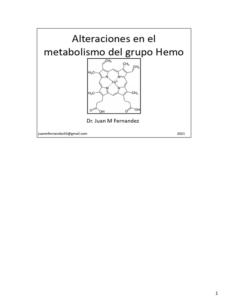 Síntesis del Grupo Hemo: Proceso y Función | PDF | Porfirina | Glóbulo rojo