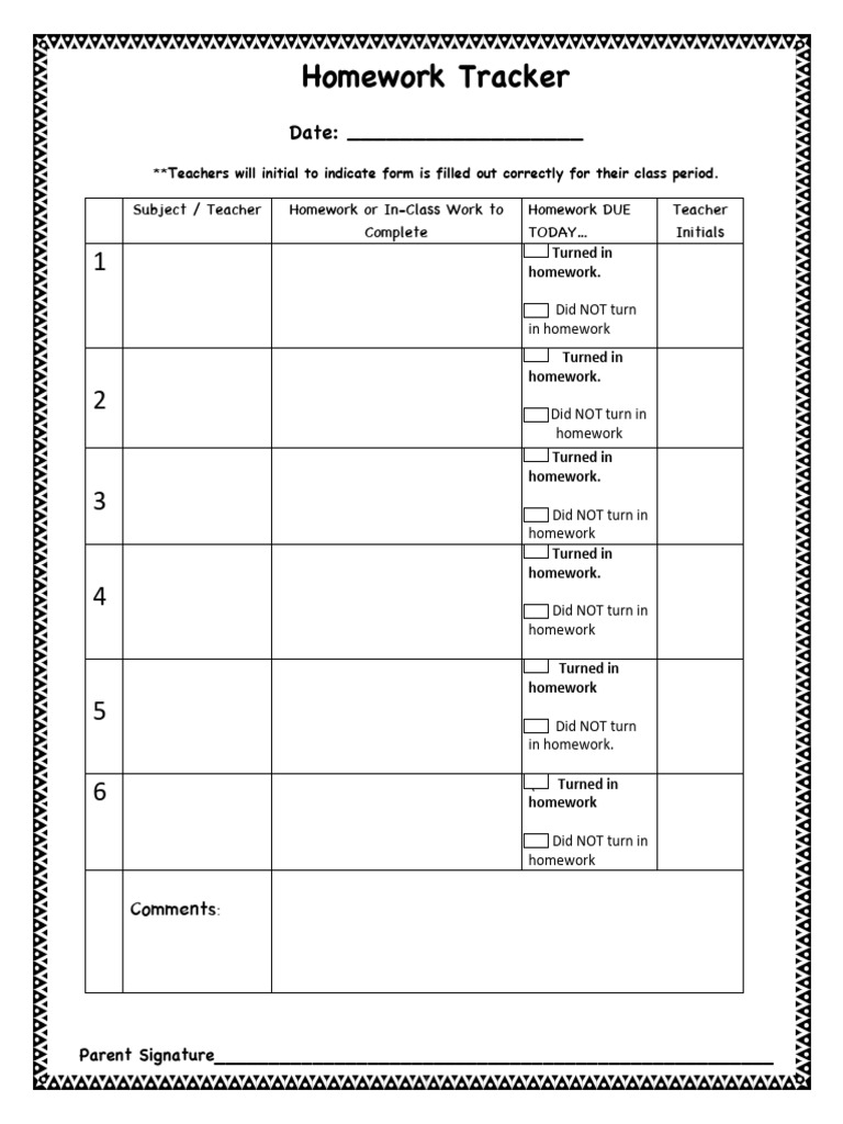 Homework Tracker for Students | PDF