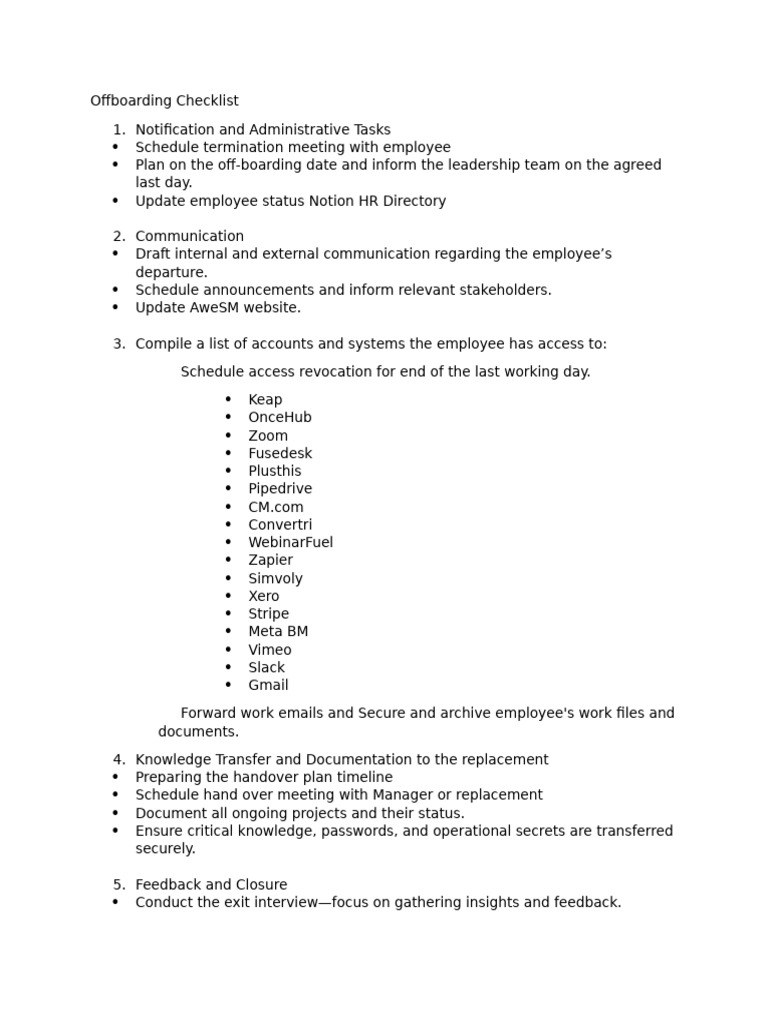 Offboarding Checklist | PDF