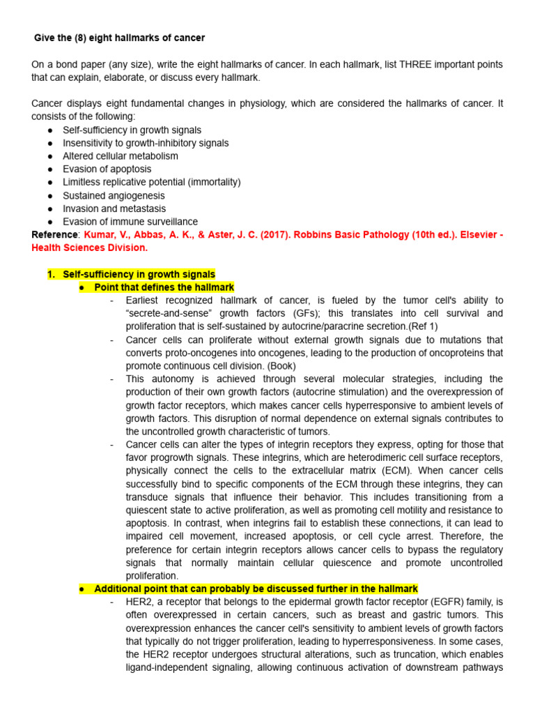 HISTOPATH (LEC) Hallmarks of Cancer | PDF | Apoptosis | Bcl 2