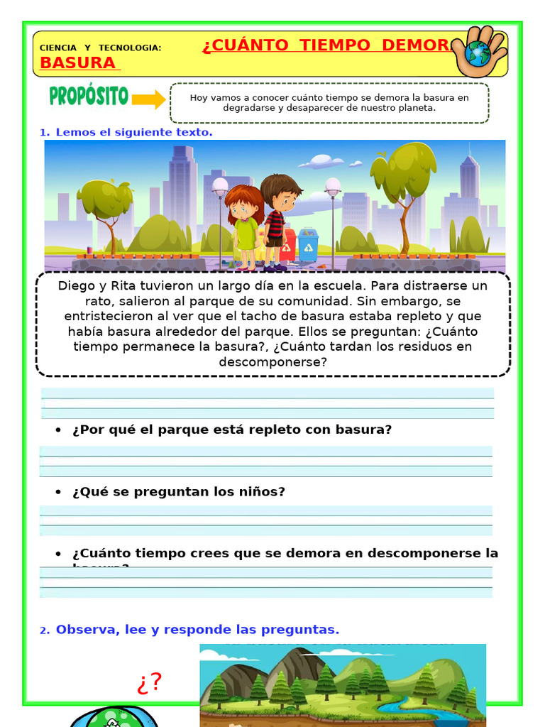 U3 S4 Ficha D3 CT Cuánto Tiempo Demora La Basura en Desaparecer | PDF | Residuos | Materiales