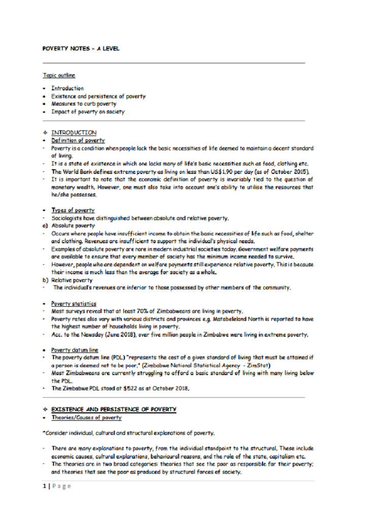 Poverty Notes | PDF