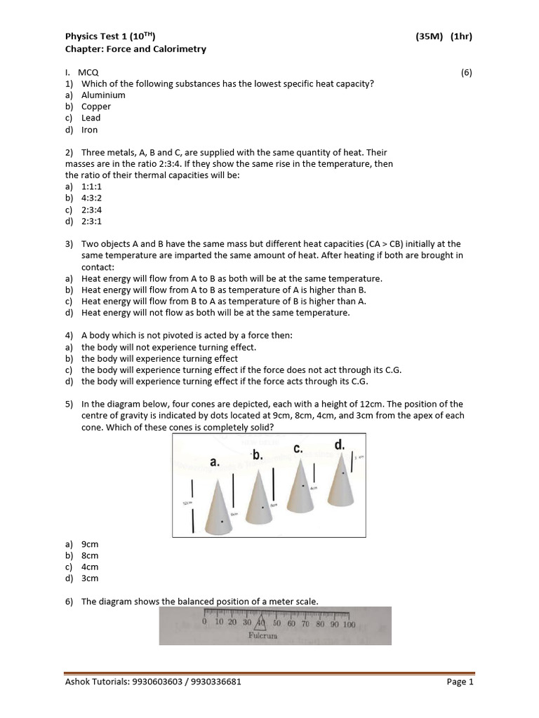 (25-26) Gr10 Physics Test 1 | PDF | Heat | Temperature