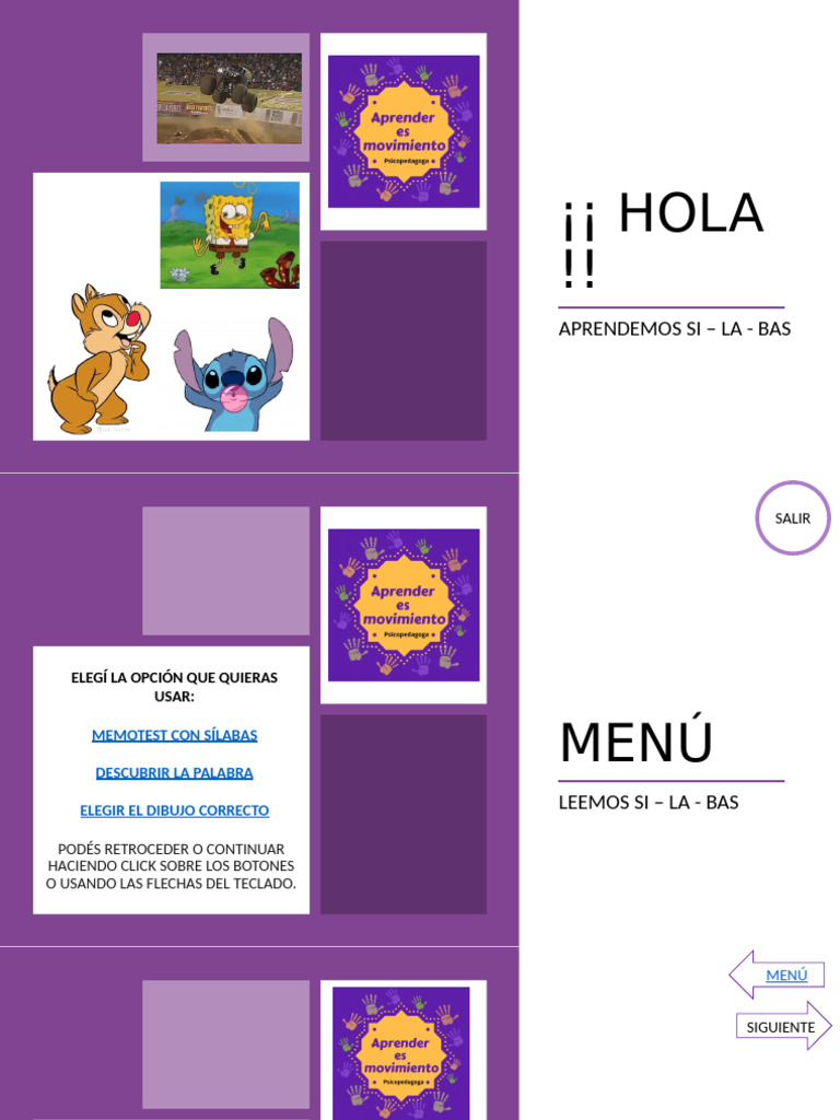 LECTURA SILABAS - 3 Juegos - ENVIAR - PPSX | PDF