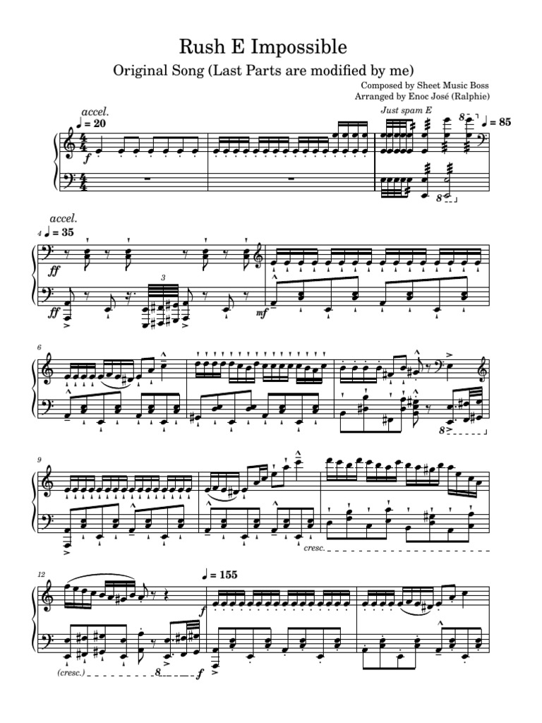 Rush E Impossible (Sheet Music) | PDF | Musicology | Musical Compositions