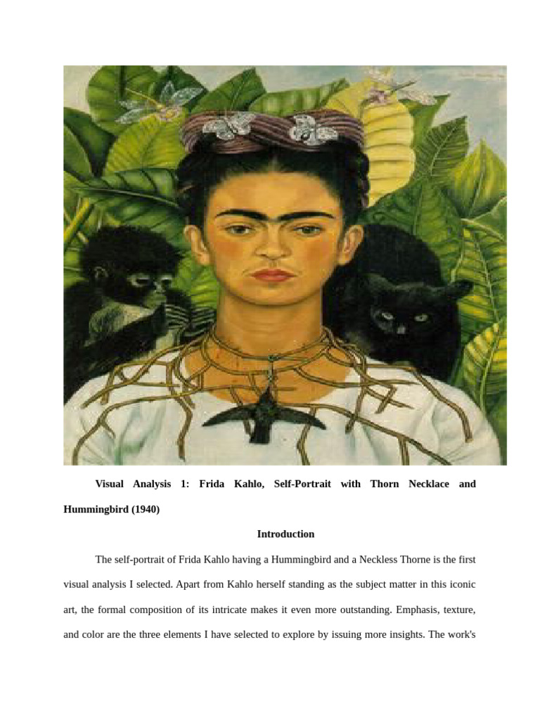 Frida Kahlo's Thorn Necklace Portrait Analysis | PDF | Composition ...