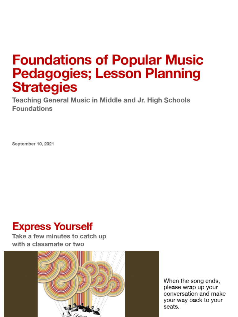 Lecture 4 - Foundations of Popular Music Pedagogies & Lesson Planning ...