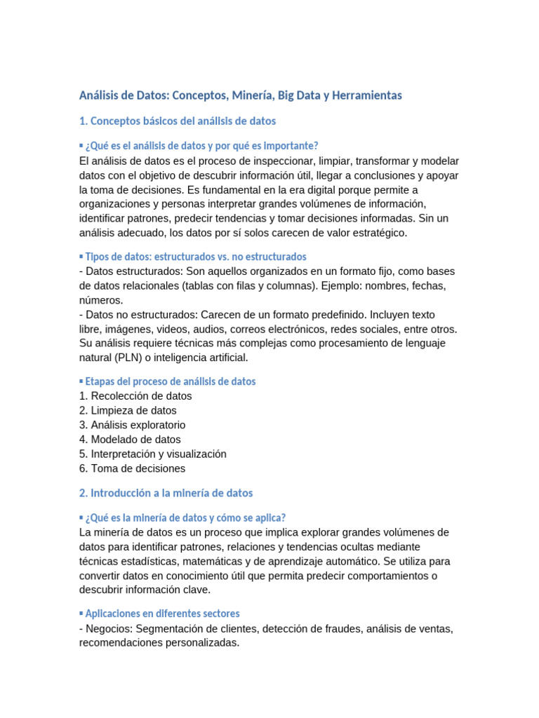 Análisis de Datos: Conceptos y Herramientas | PDF | Análisis de los ...