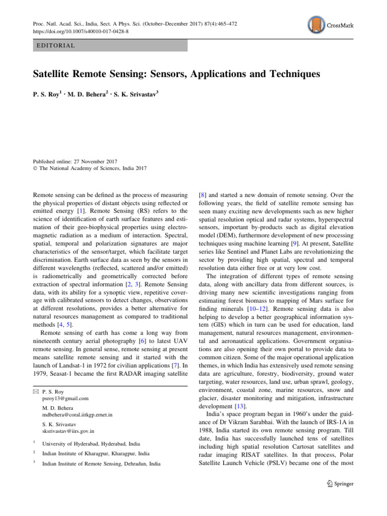 Advances in Satellite Remote Sensing | PDF | Remote Sensing | Earth ...