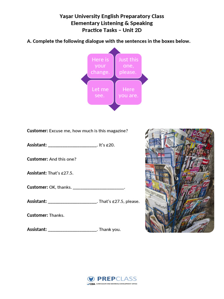 Unit 2D Practice Tasks | PDF