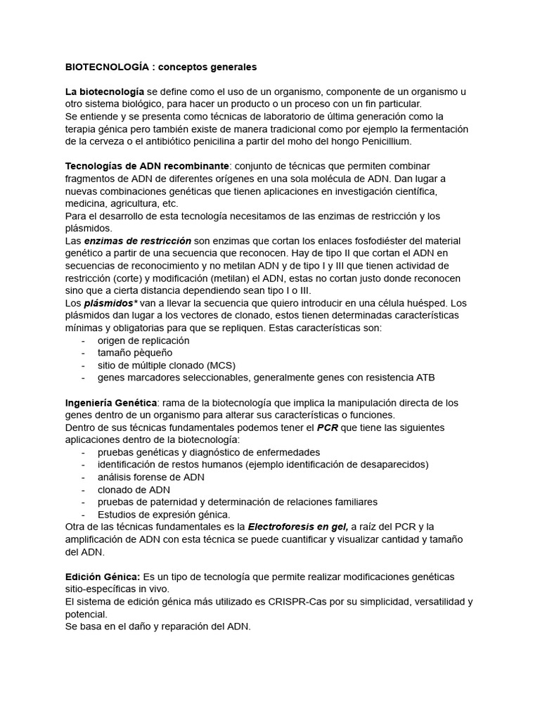Resumen Primer Parcial Biotec | PDF | Adn | Virus