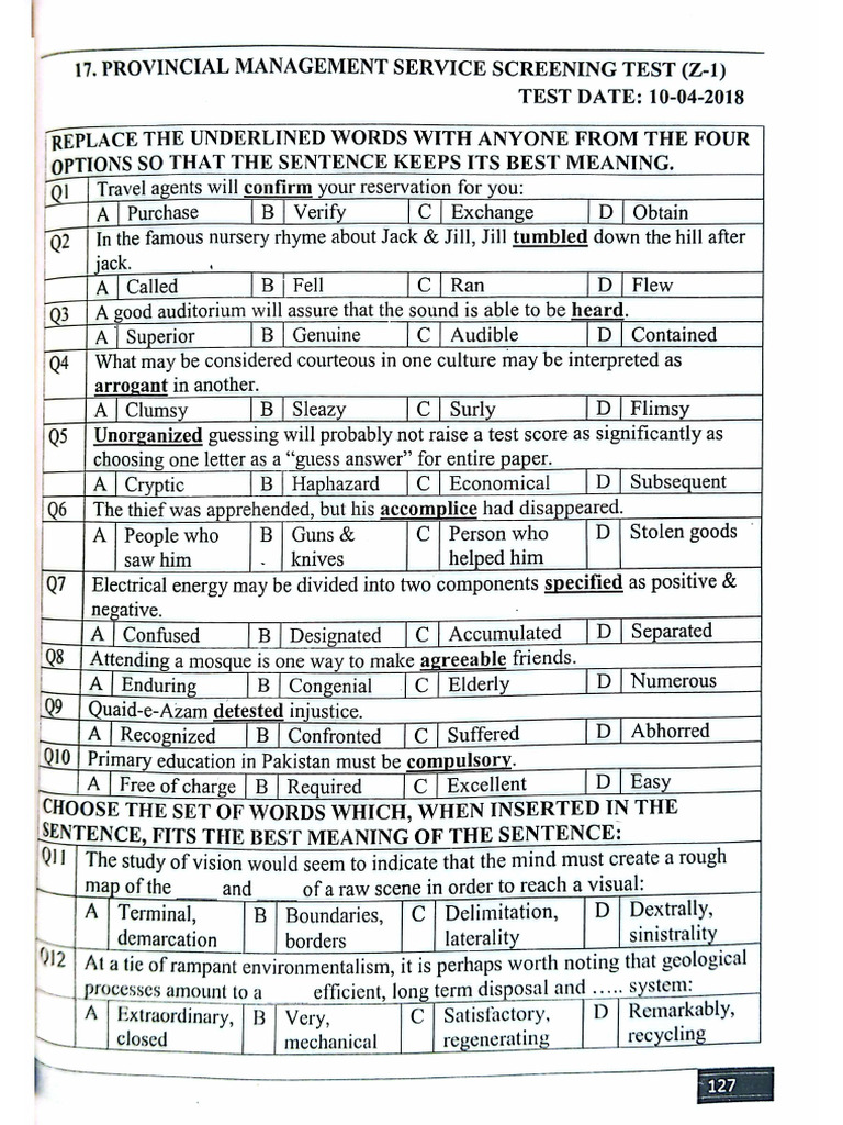 KP-PMS Zone-Wise Screening Test 2018 | PDF