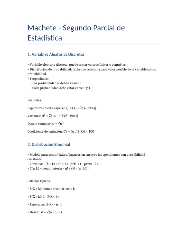 Formulas Estadistica Parcial2 | PDF