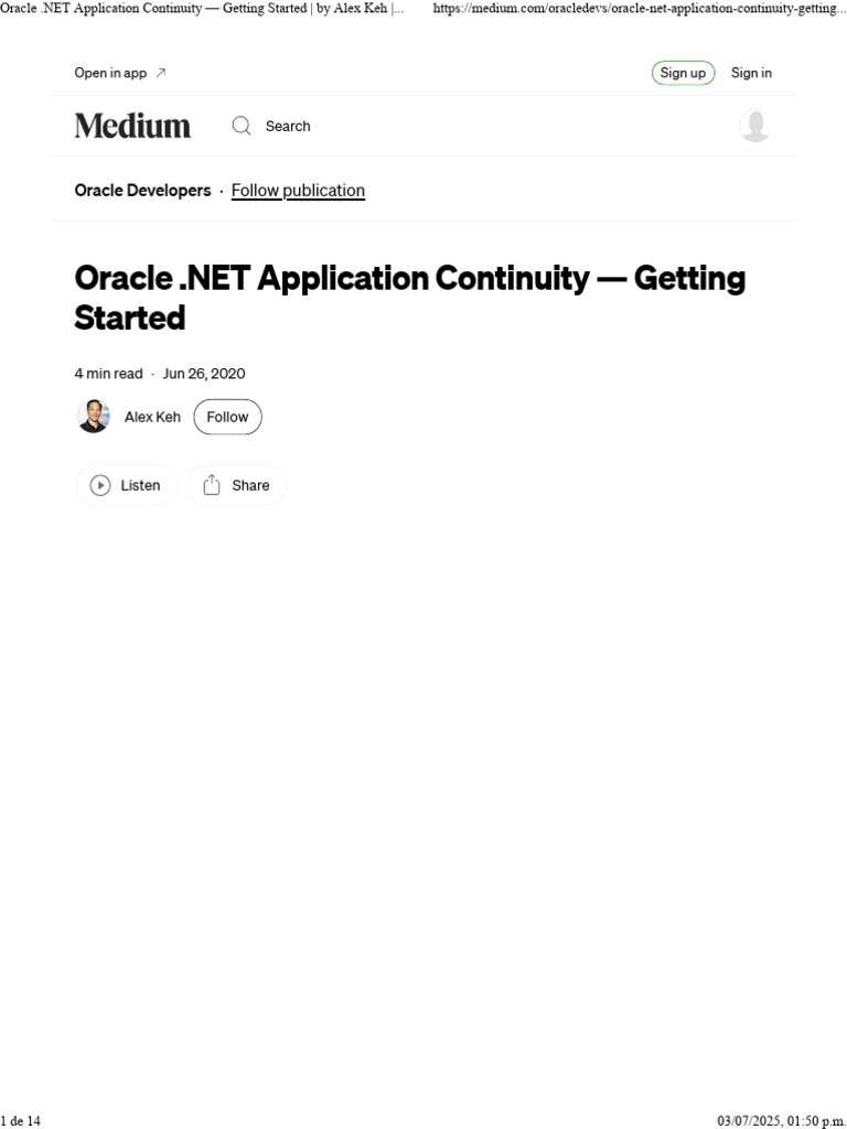 Oracle .NET Application Continuity Guide | PDF | Databases | Oracle ...