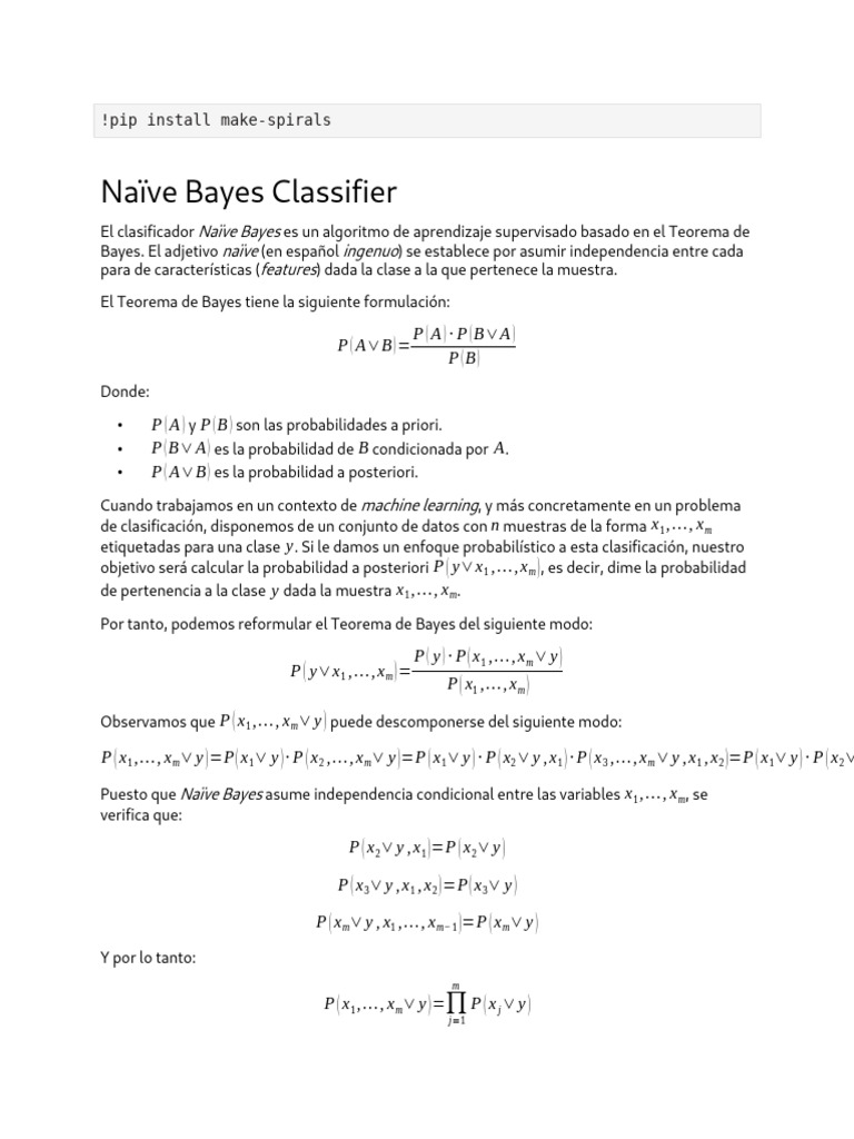 Naïve Bayes Classifier | PDF | Matriz (Matemáticas) | Matemáticas