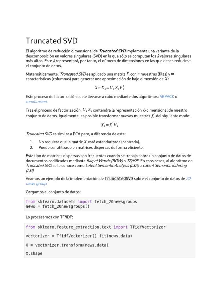 Truncated SVD | PDF | Matriz (Matemáticas) | Análisis de componentes ...