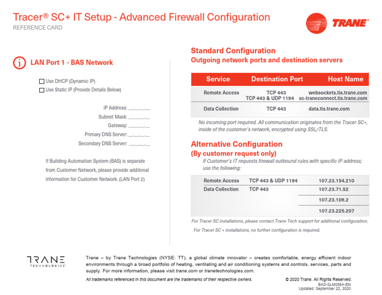 Tracer SC+ IT Setup Guide | PDF | Ip Address | Computer Network