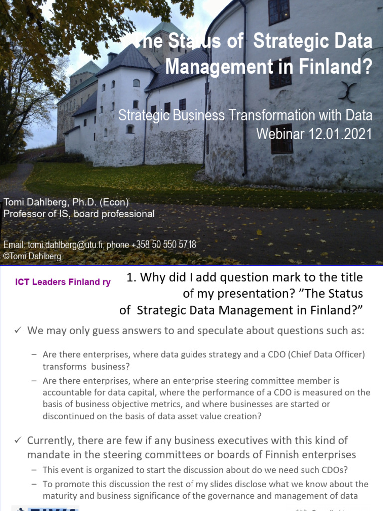The Status of Strategic Data Management in Finland | PDF | Chief ...