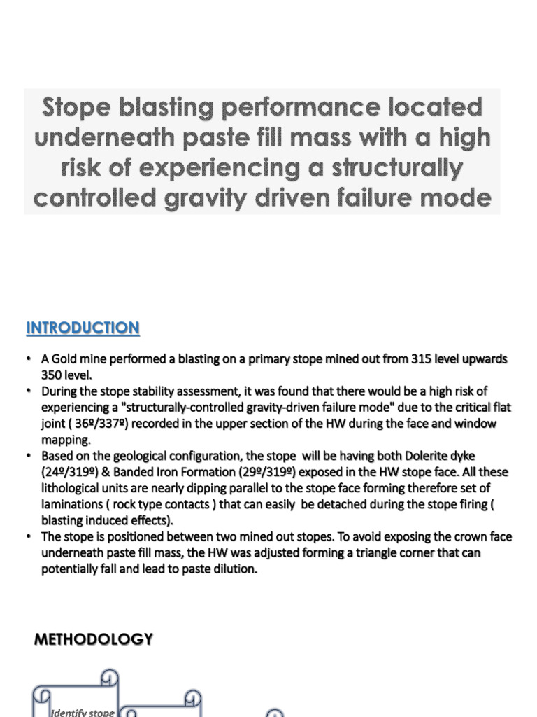 Stope Blasting Performance Located Underneath Paste Fill Mass With (Arsenenkulu25@gmail - Com ...