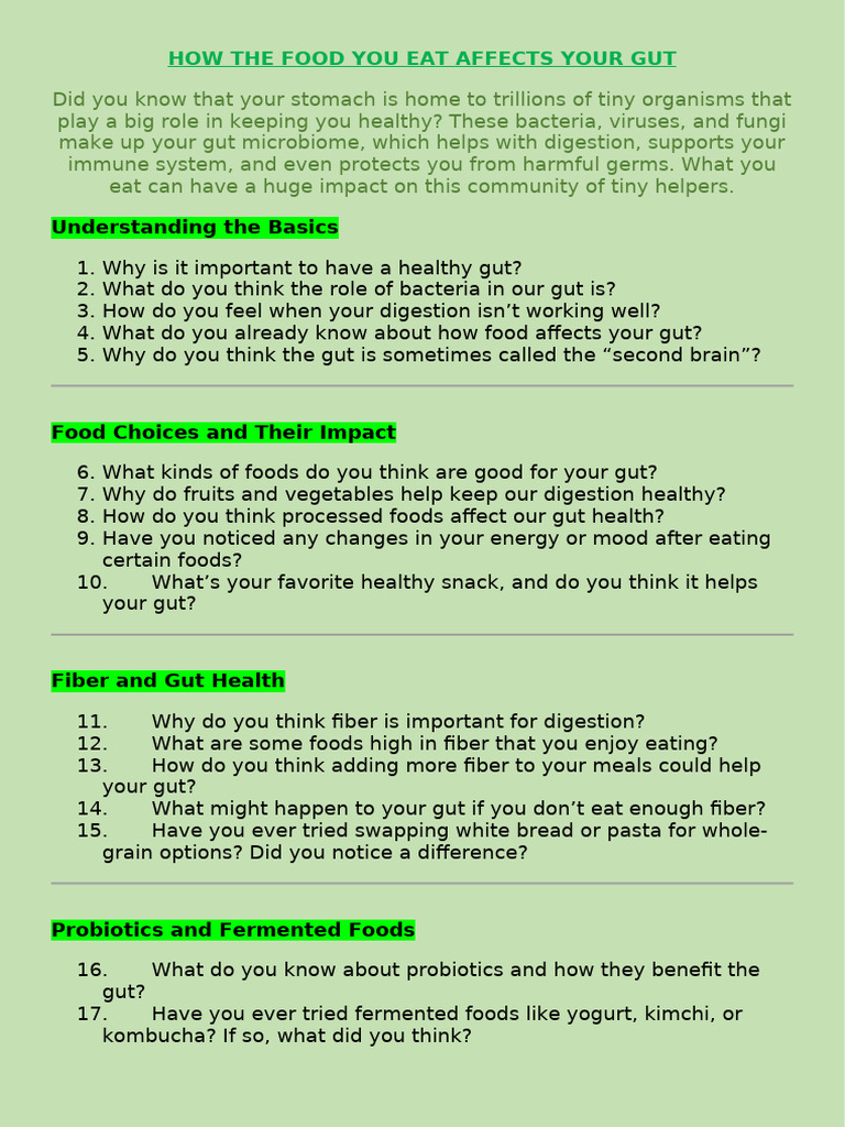 Discussion How The Food You Eat Affects Your Gut | PDF | Probiotic | Foods