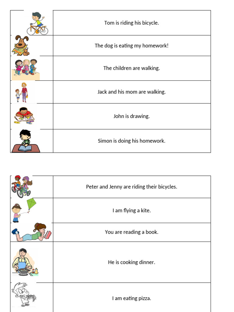 present-continous-matching-cards | PDF