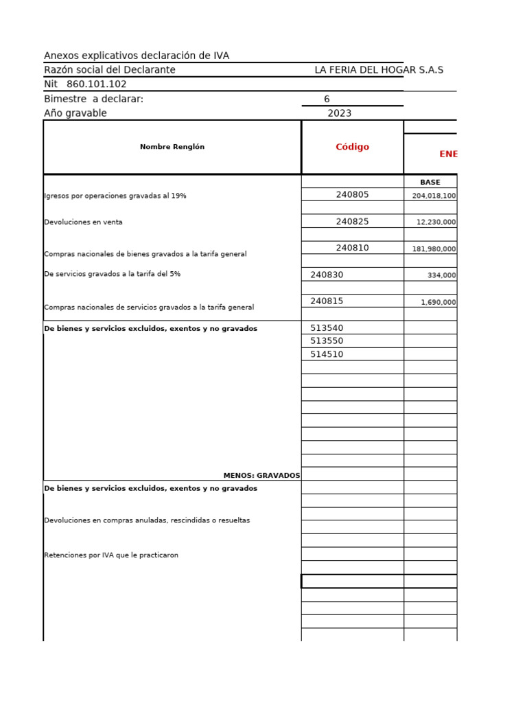 Declaracion IVA Formato | PDF | Impuesto al valor agregado | Business