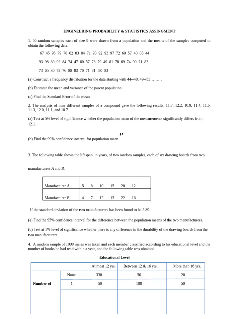 Engineering Prob & Stat Last Assingment | PDF | Probability Theory | Scientific Method