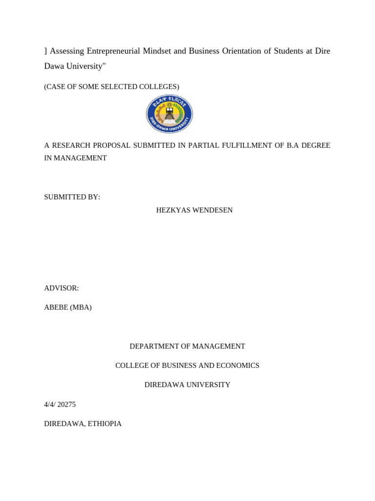 Management Research Proposal 1 | PDF | Entrepreneurship | Metacognition