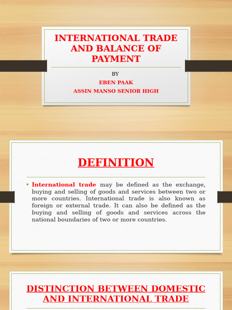 International Trade and Balance of Payment | PDF | Commodity | Trade