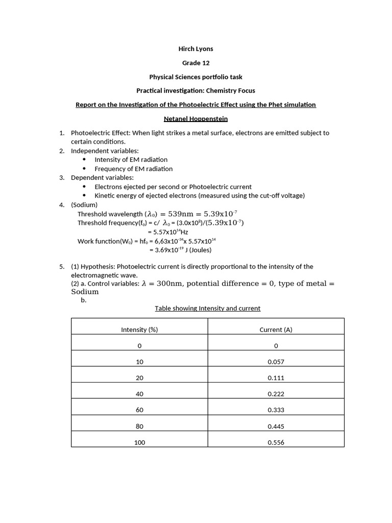 Photoelectric Effect Research Project | PDF | Photoelectric Effect | Photon