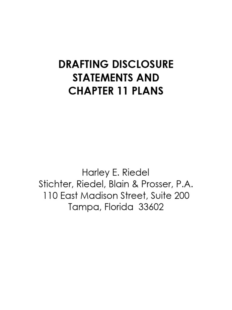 Drafting Disclosure Statements and Plans | PDF | Bankruptcy | Chapter 11