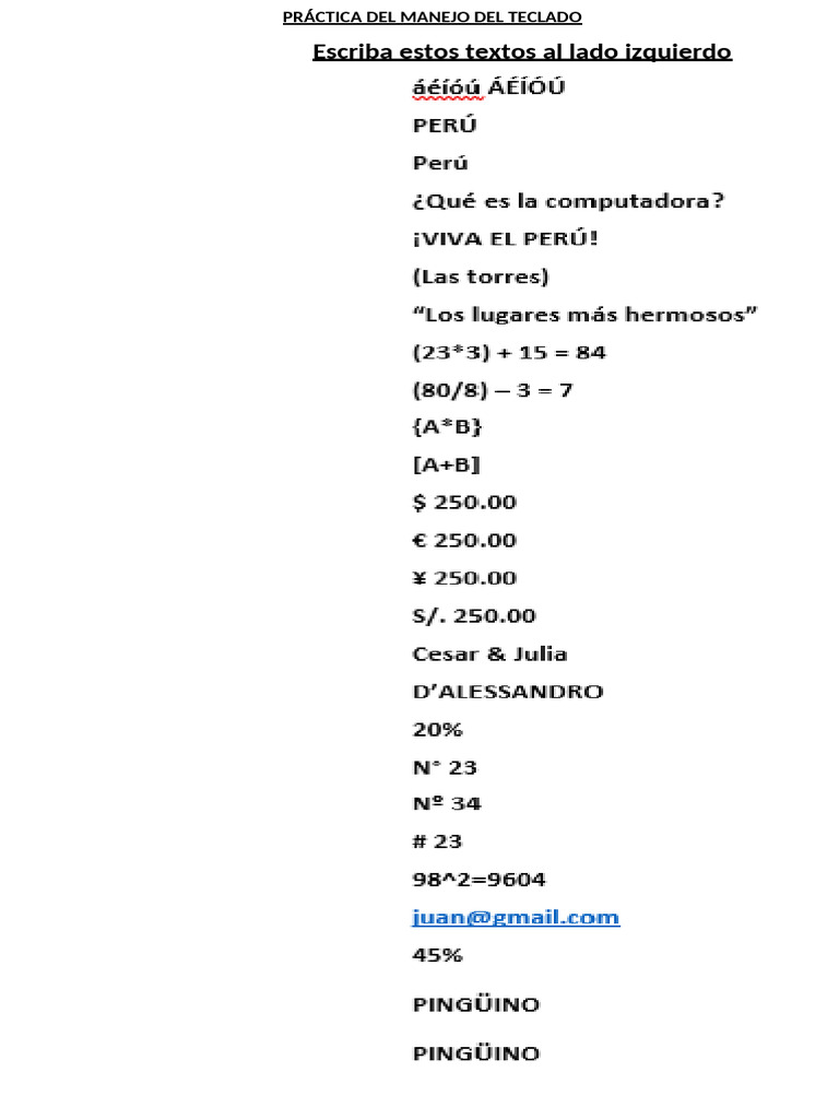 Prácticando Con El Manejo Del Teclado | PDF